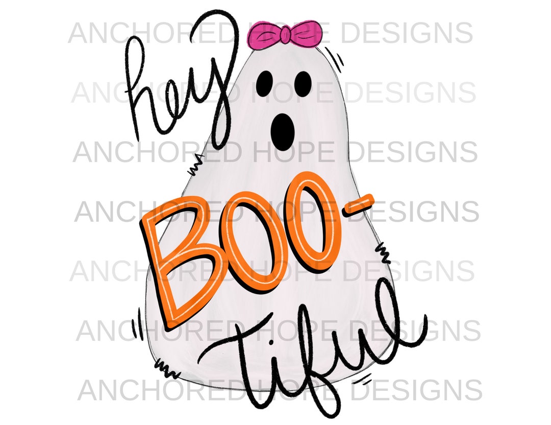 Halloween Hey Boo tiful Ghost PNG Sublimation Design Download Digital ...
