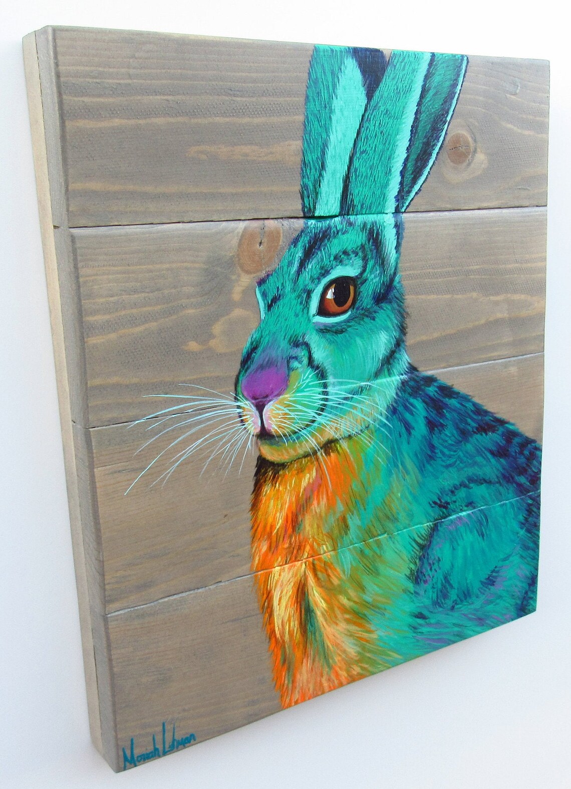 Jackrabbit Original Animal Rabbit Painting on Wood - Etsy