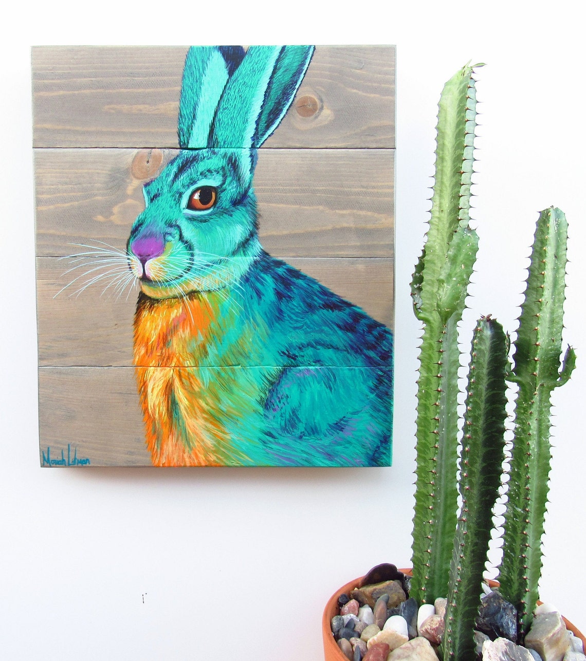 Jackrabbit Original Animal Rabbit Painting on Wood - Etsy