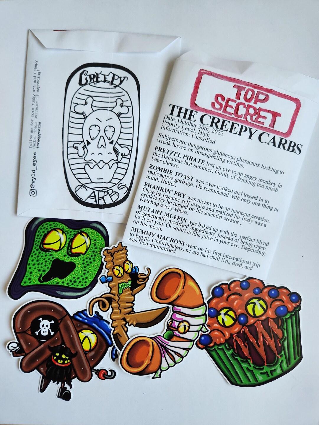 Creepy Carbs Sticker Set: Funny Halloween Vinyl Decals - Etsy