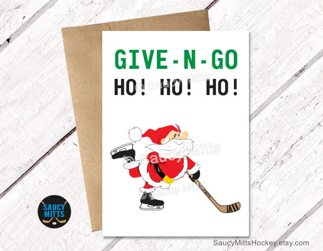 Hockey Christmas Card - Give N Go Ho! Ho! Ho! Santa - Etsy