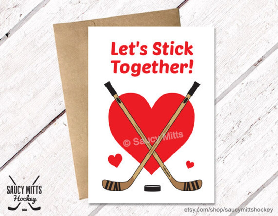 Hockey Valentine's Day Card Let's Stick Together - Etsy