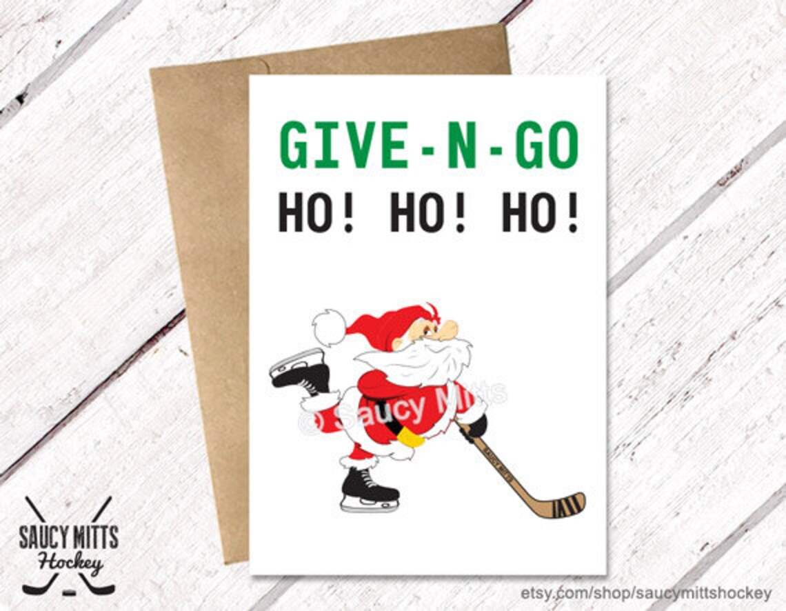 Hockey Christmas Card Give N Go Ho Ho Ho Santa - Etsy