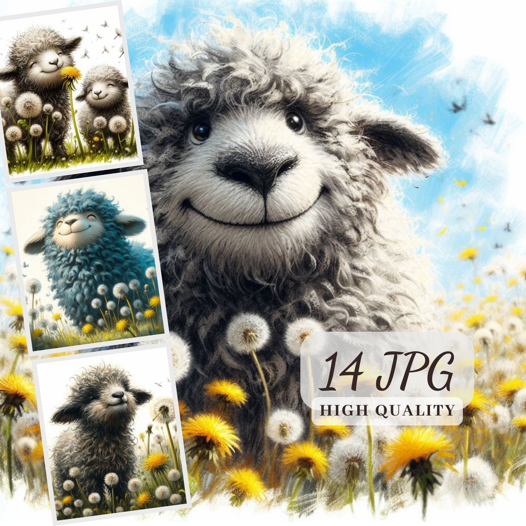 Lucky Sheep Clipart, Sheep With Flowers Clipart, 14 High Quality JPG ...