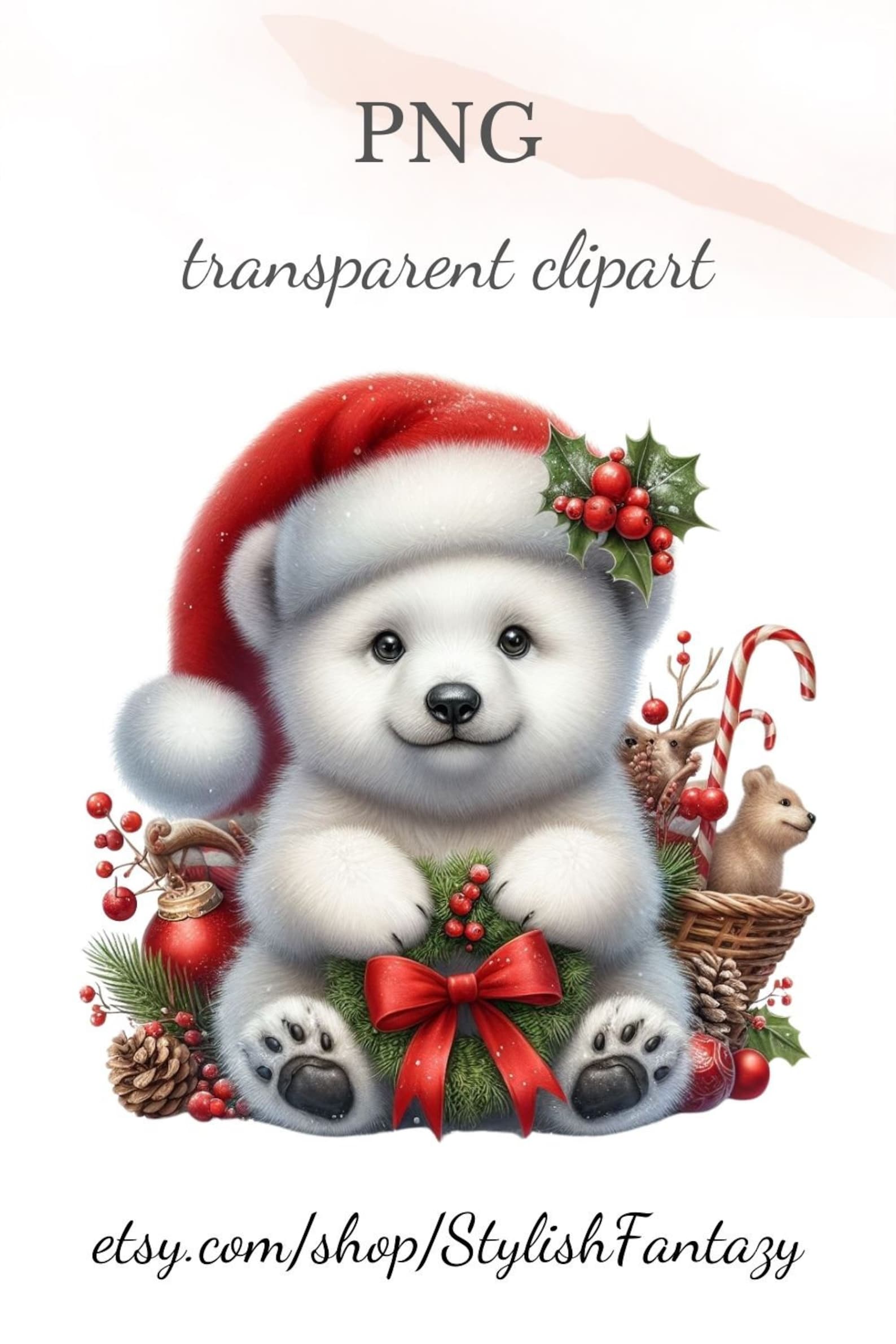 Winter Bear Clipart, Bear With Christmas Hat, Winter Clipart, 4 High ...