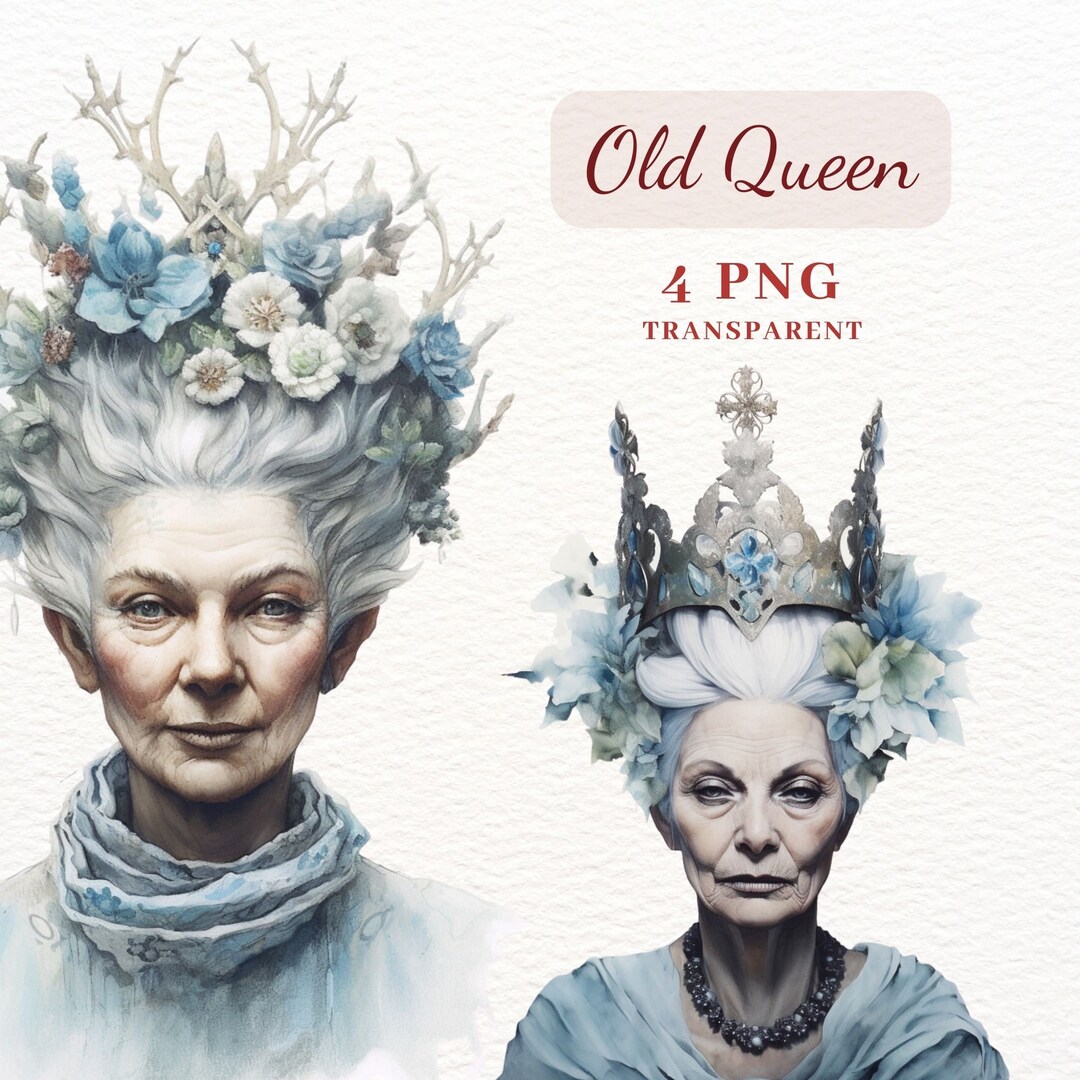 Old Queen Clipart, Woman Clipart, Fairytale Clipart, 4 High Quality PNG ...