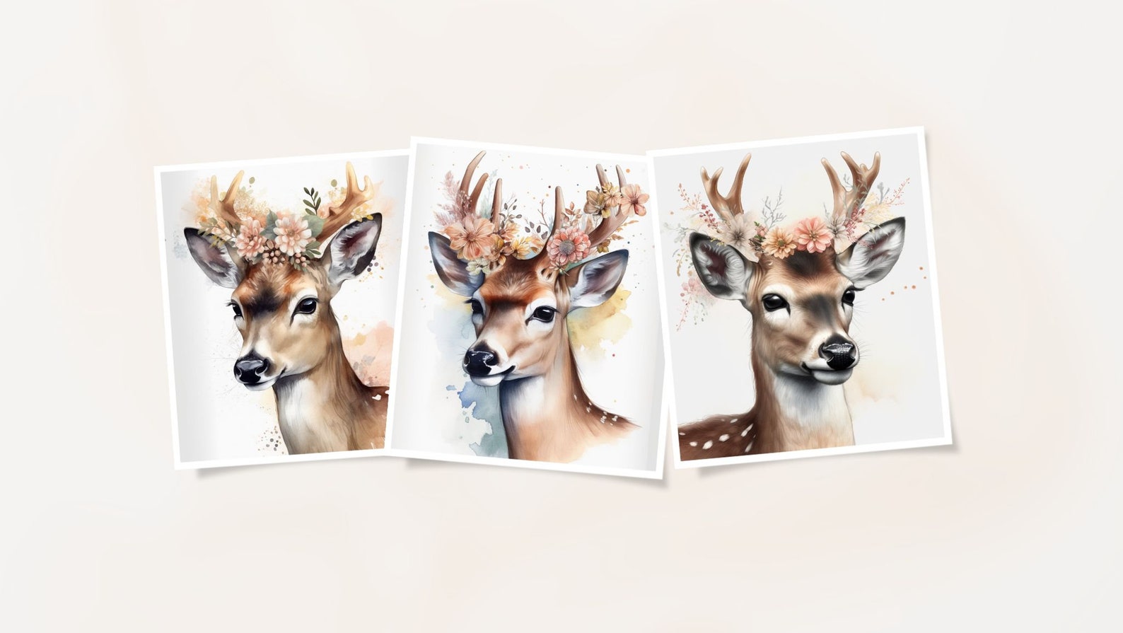 Fawn With Flowers Printable Clipart JPG Printable Files - Etsy