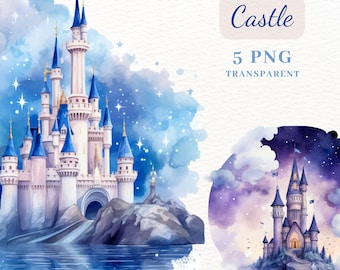 Watercolor Castle Clipart. Digital Watercolor. Medieval Castle - Etsy