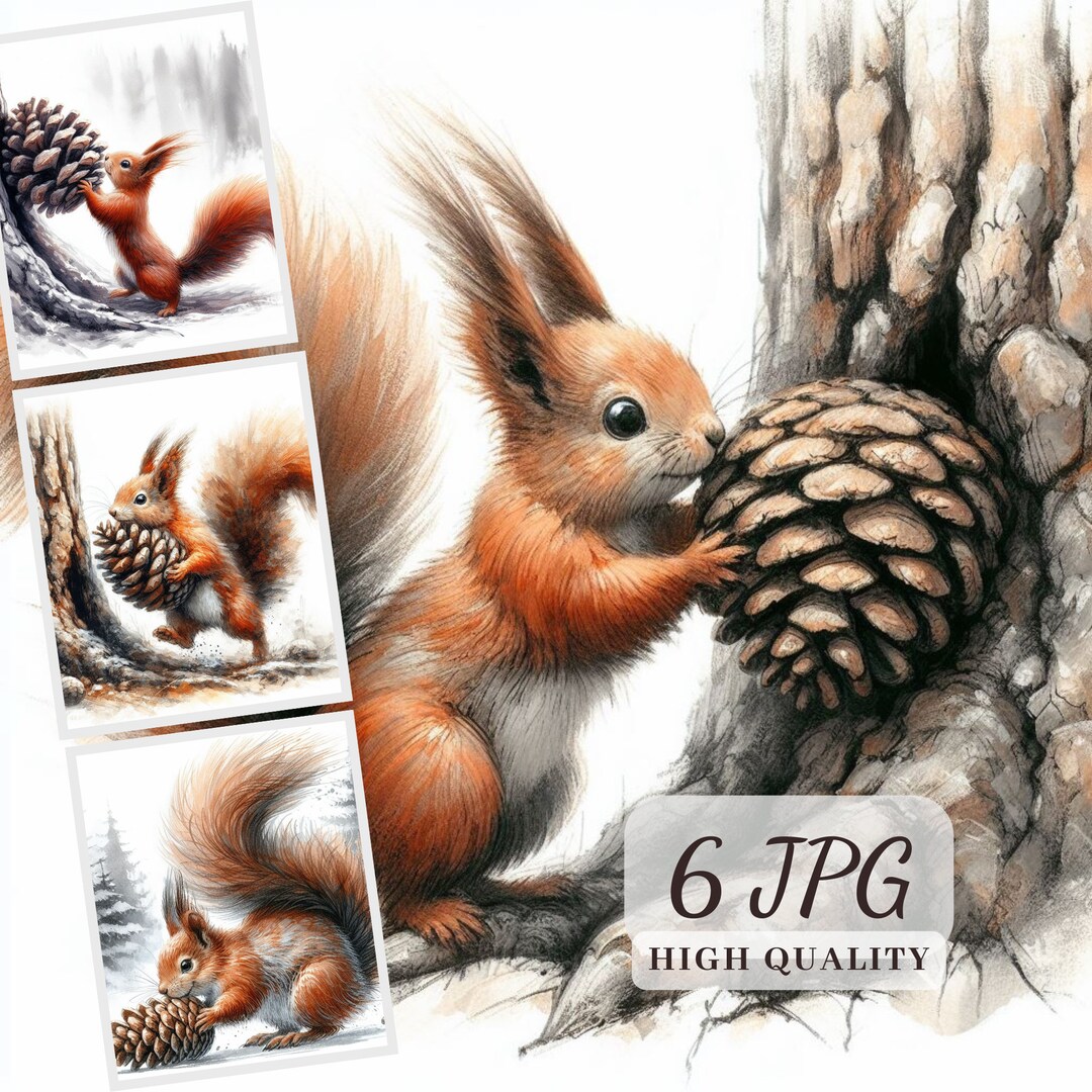 Cute Squirrel Clipart, Printable Watercolor Squirrel Graphics, High ...