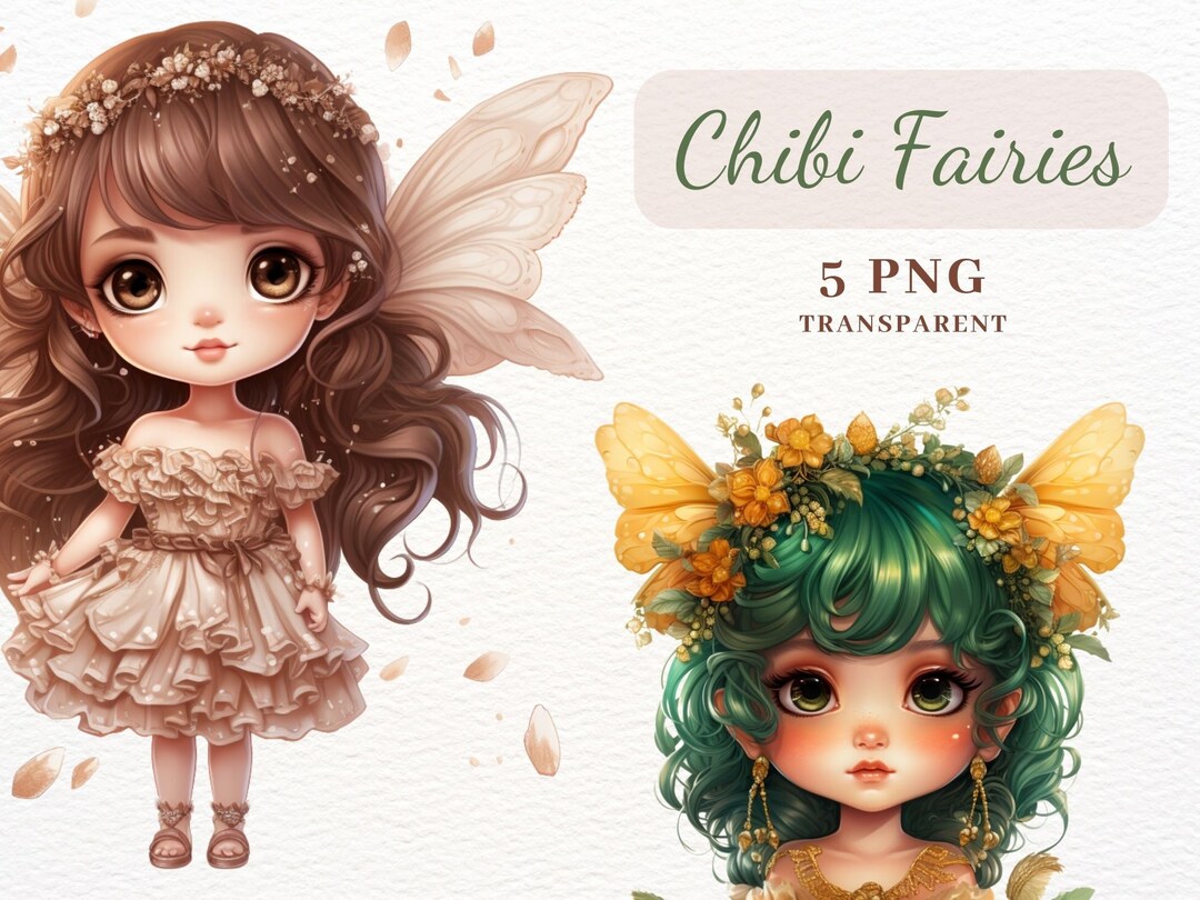 Cute Chibi Fairy Clipart Bundle, PNG Graphics (digital Download) - Etsy