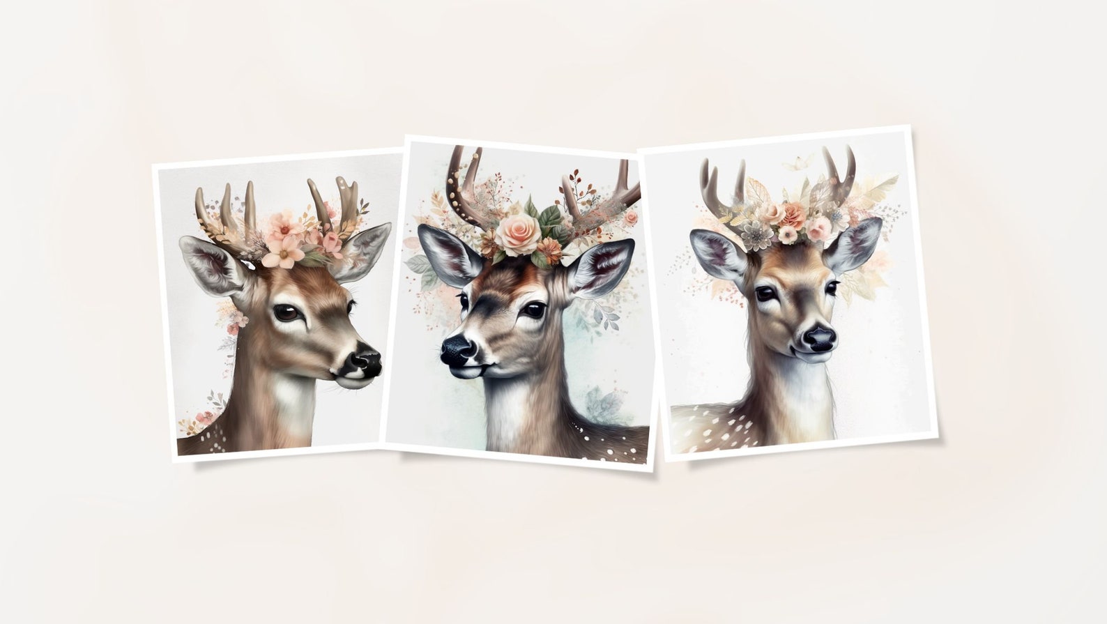 Fawn With Flowers Printable Clipart JPG Printable Files - Etsy