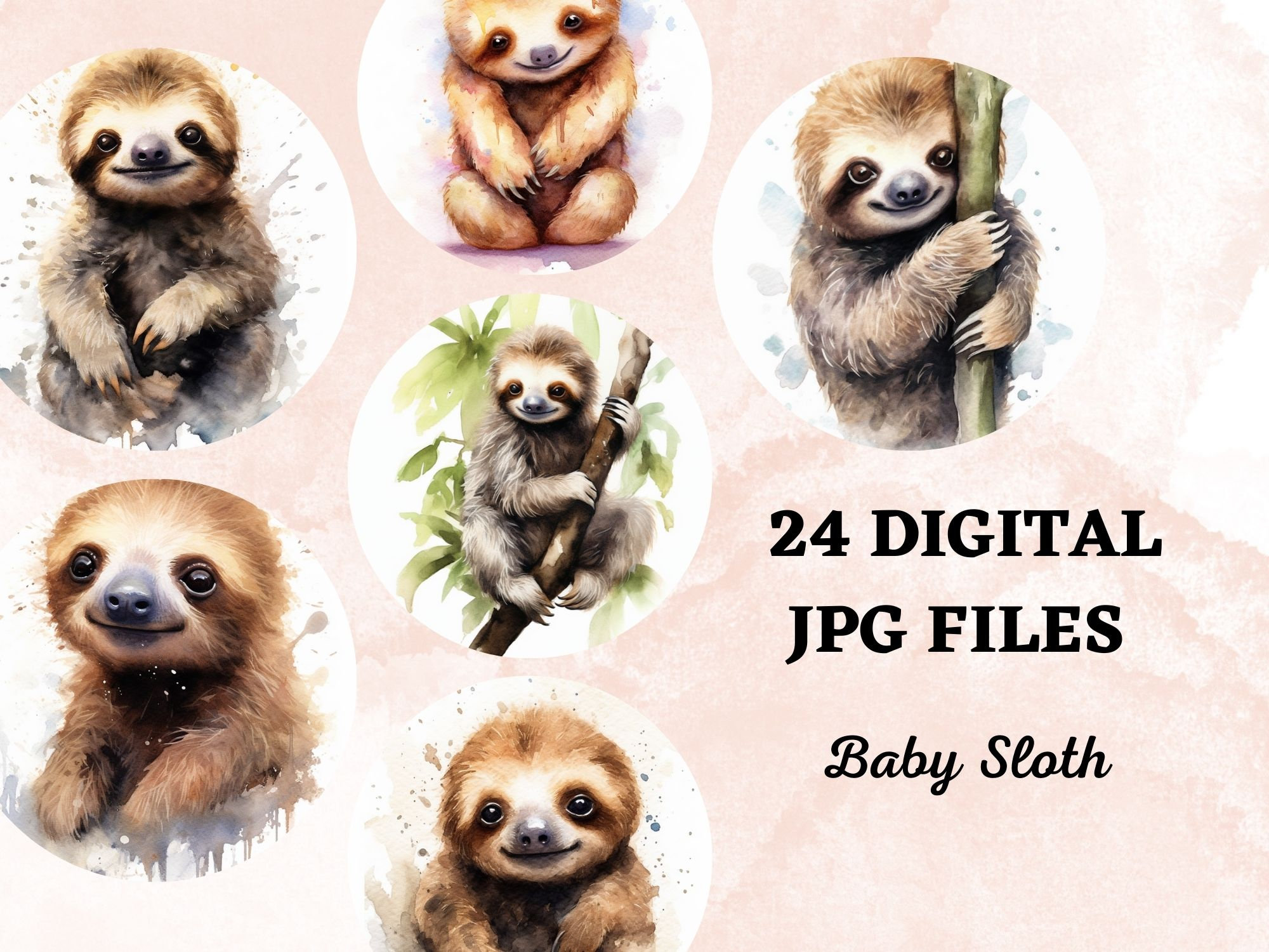 Baby Sloth Clipart JPG Clipart Bundle 24 Sloth Images Sloth - Etsy UK