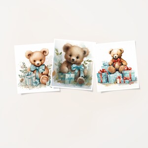 Christmas Teddy Bear Clipart Digital Papers for Christmas - Etsy