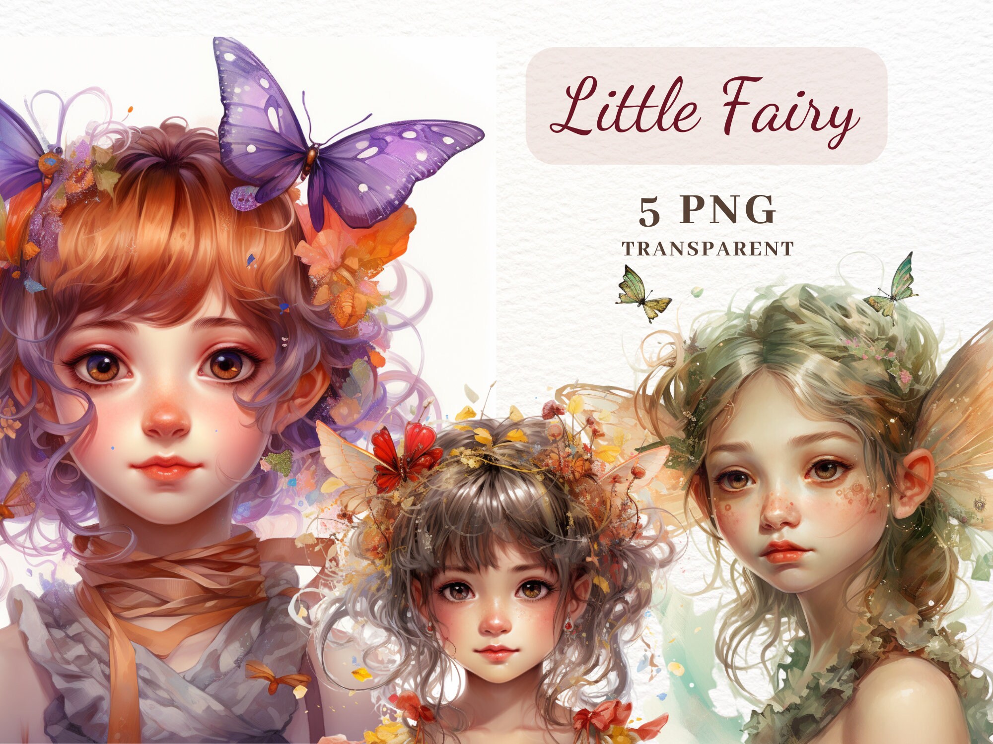 Watercolor Fairy Clipart Fairy PNG Clipart PNG Bundle for - Etsy