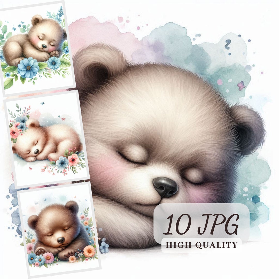 Sleeping Bears Clipart, Cute Baby Bears Images for Cards Making ...