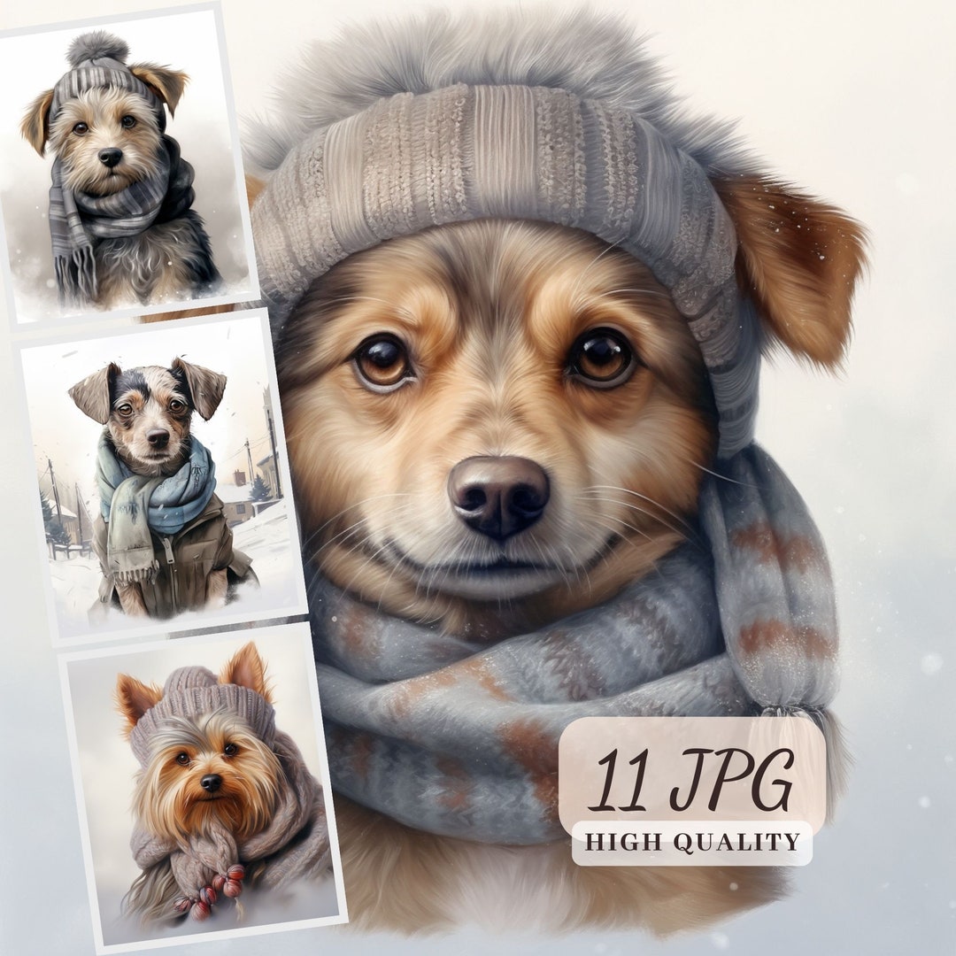 Winter Dogs Clipart, Dog With Scarf Images, 11 High Quality ...