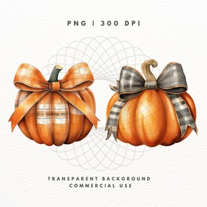 Halloween Pumpkin Clipart, Autumn Pumpkin With a Bow Clipart, 10 PNG ...