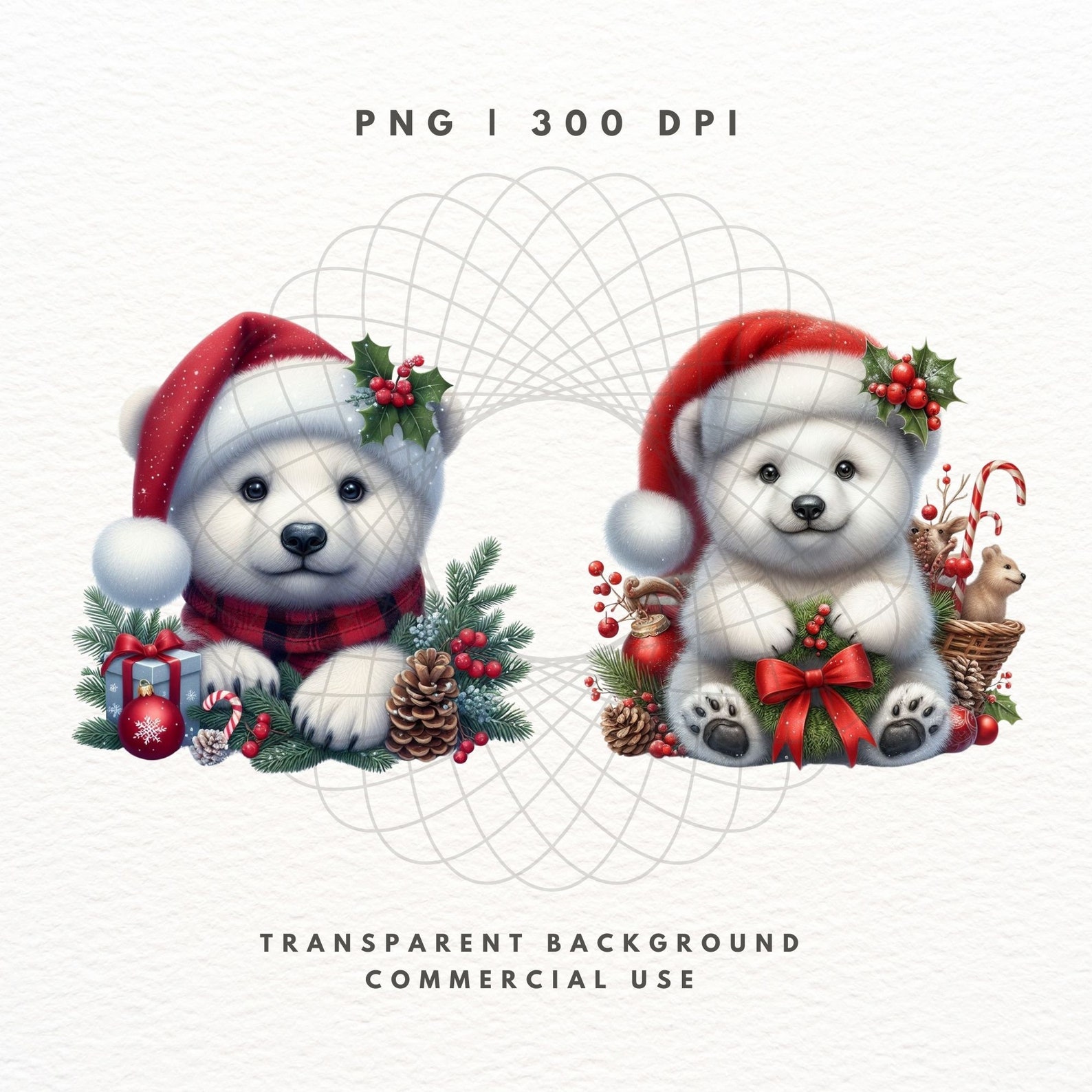 Winter Bear Clipart, Bear With Christmas Hat, Winter Clipart, 4 High ...