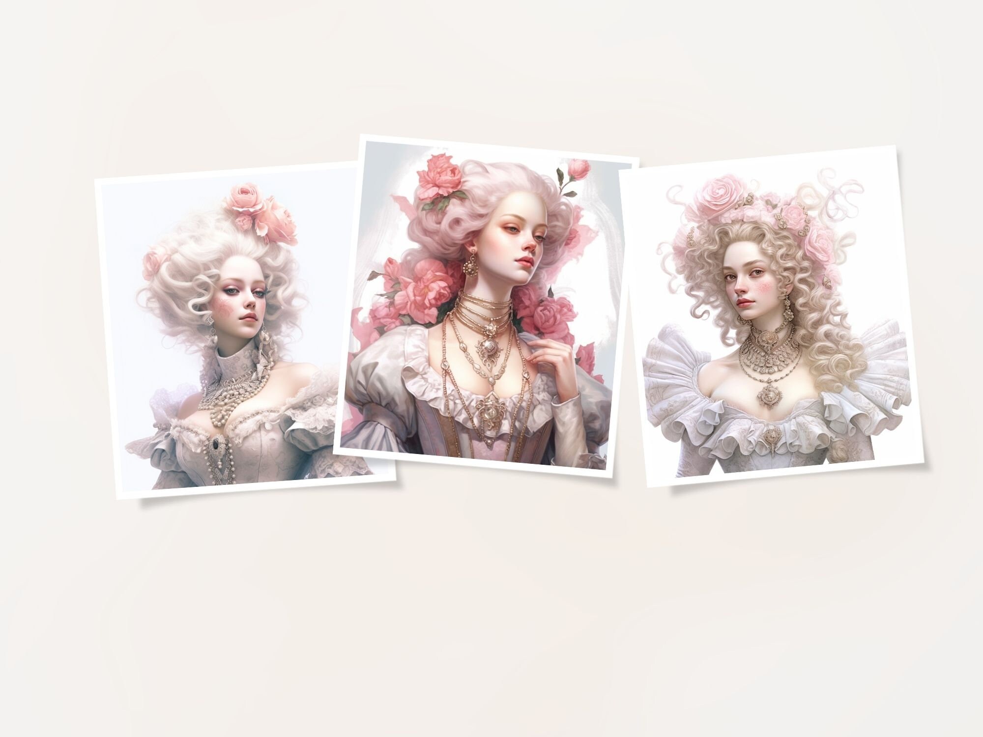 Rococo Queens Portraits Clipart 14 JPG Files Vintage Rococo - Etsy