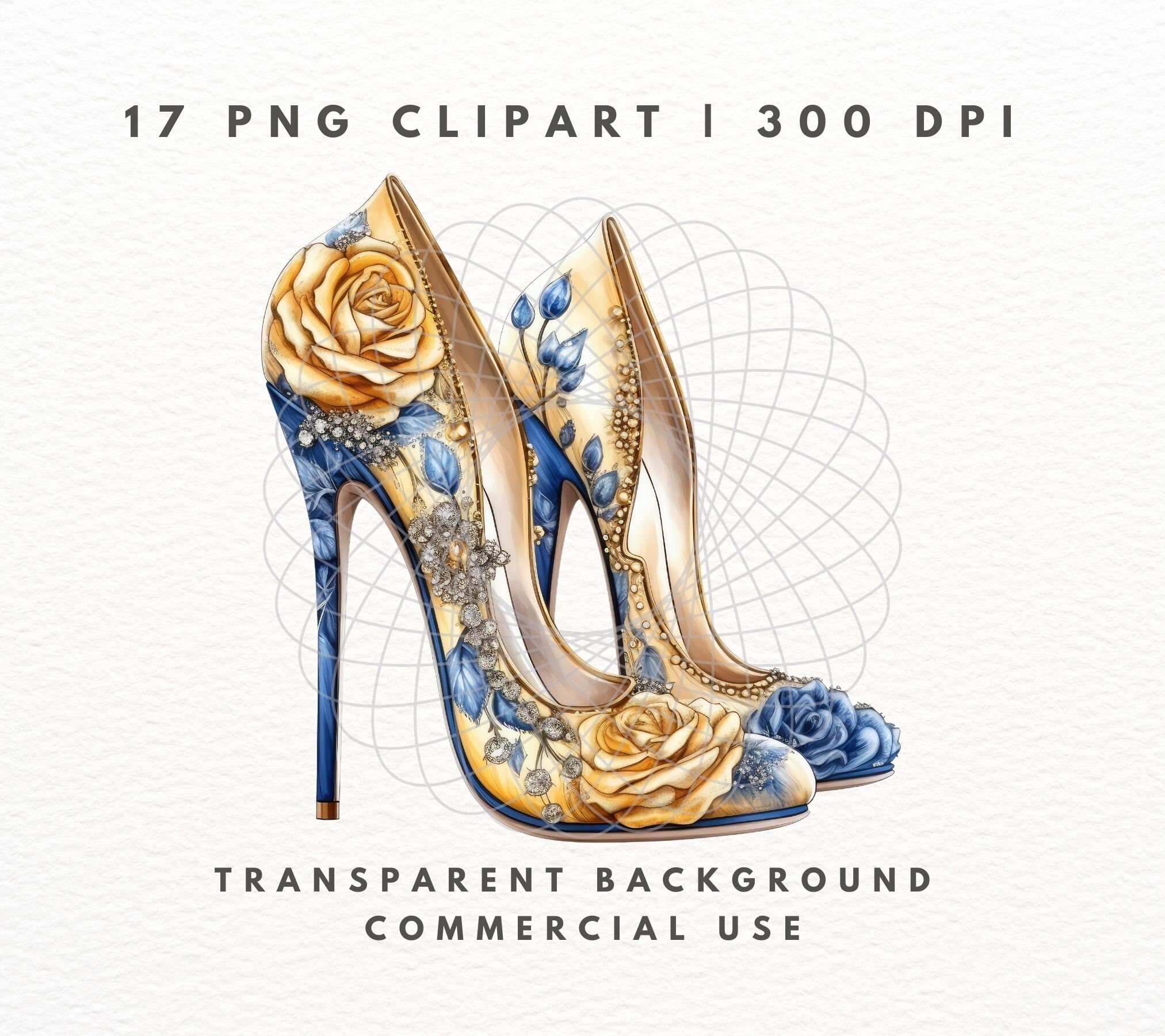 Wedding Shoes With Flowers Clipart, Watercolor PNG Bundle (digital ...
