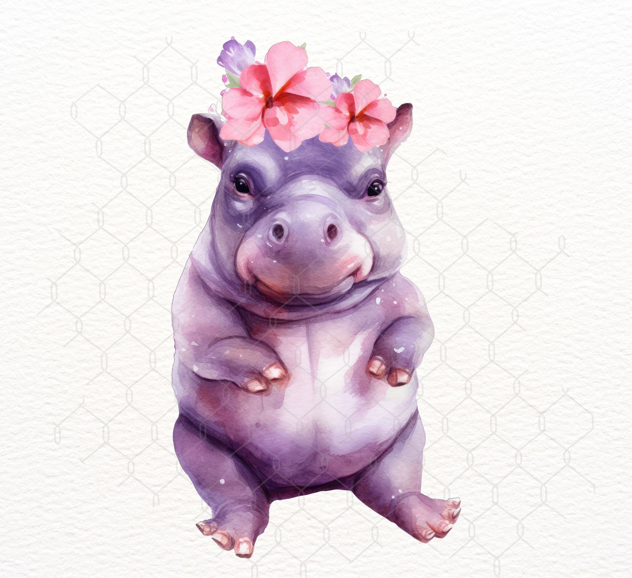 Hippo Watercolor PNG Clip Art Commercial Use Clipart POD - Etsy