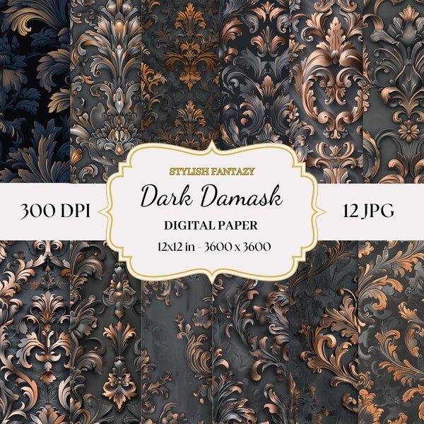 Damask Digital Paper - Etsy