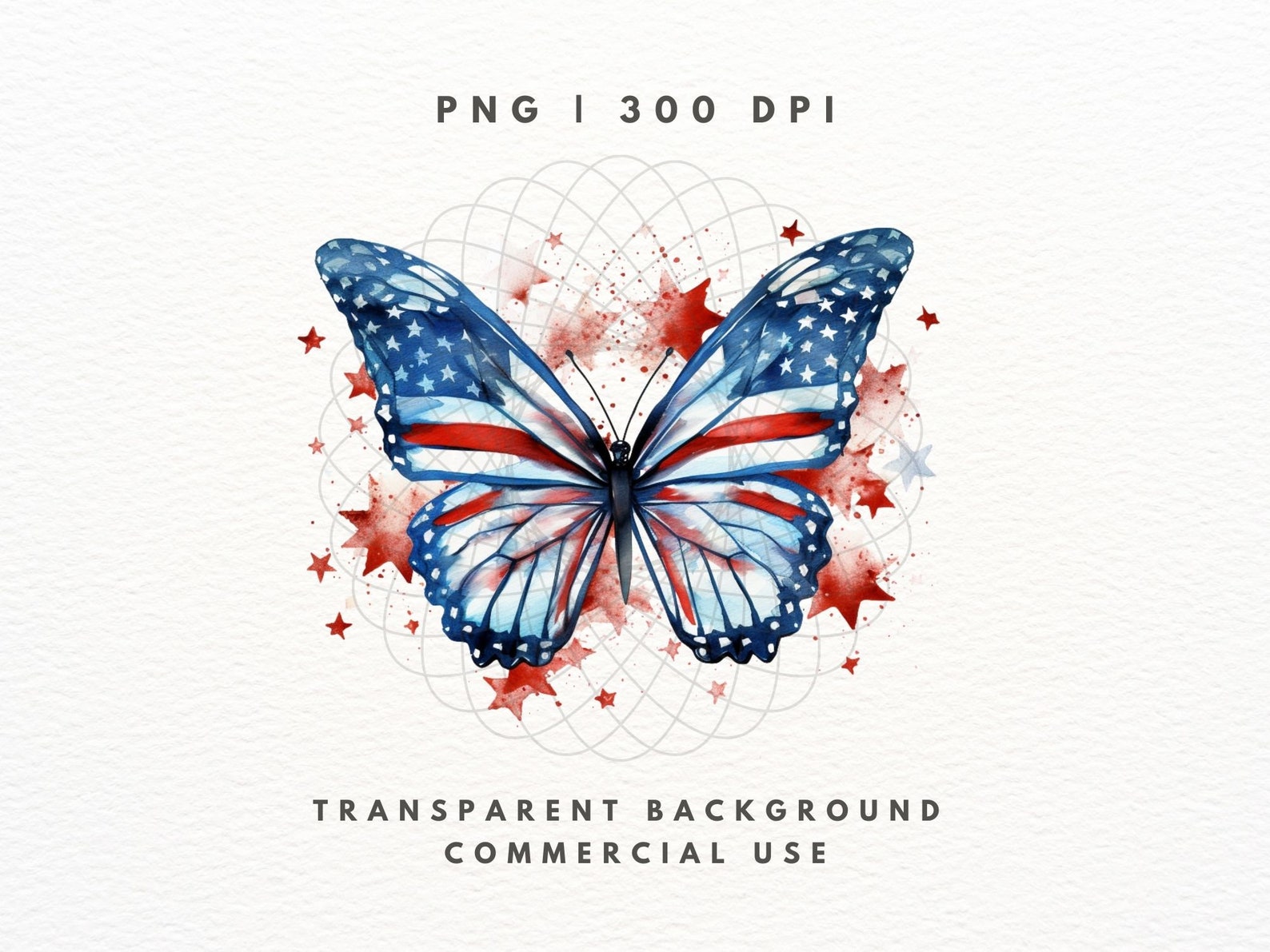 4th of July Butterfly Clipart, PNG Clipart Bundle, Patriotic Butterfly ...