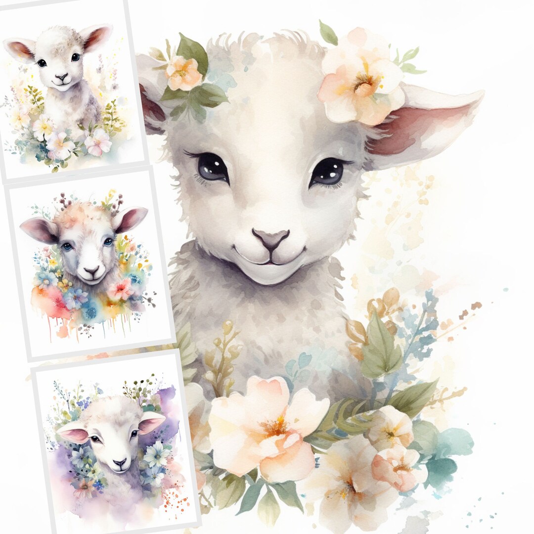 Little Lamb Clipart, JPG Clipart Bundle, Animal Clipart, Digital Lamb ...