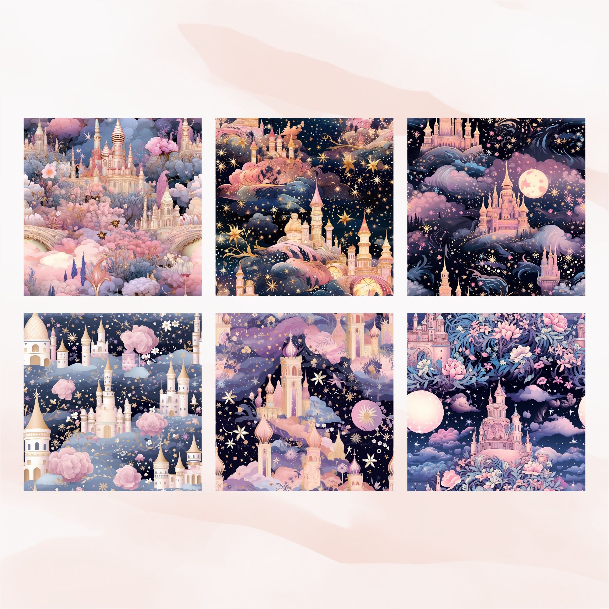 Starry Castle Digital Paper Seamless Digital Paperprintable - Etsy