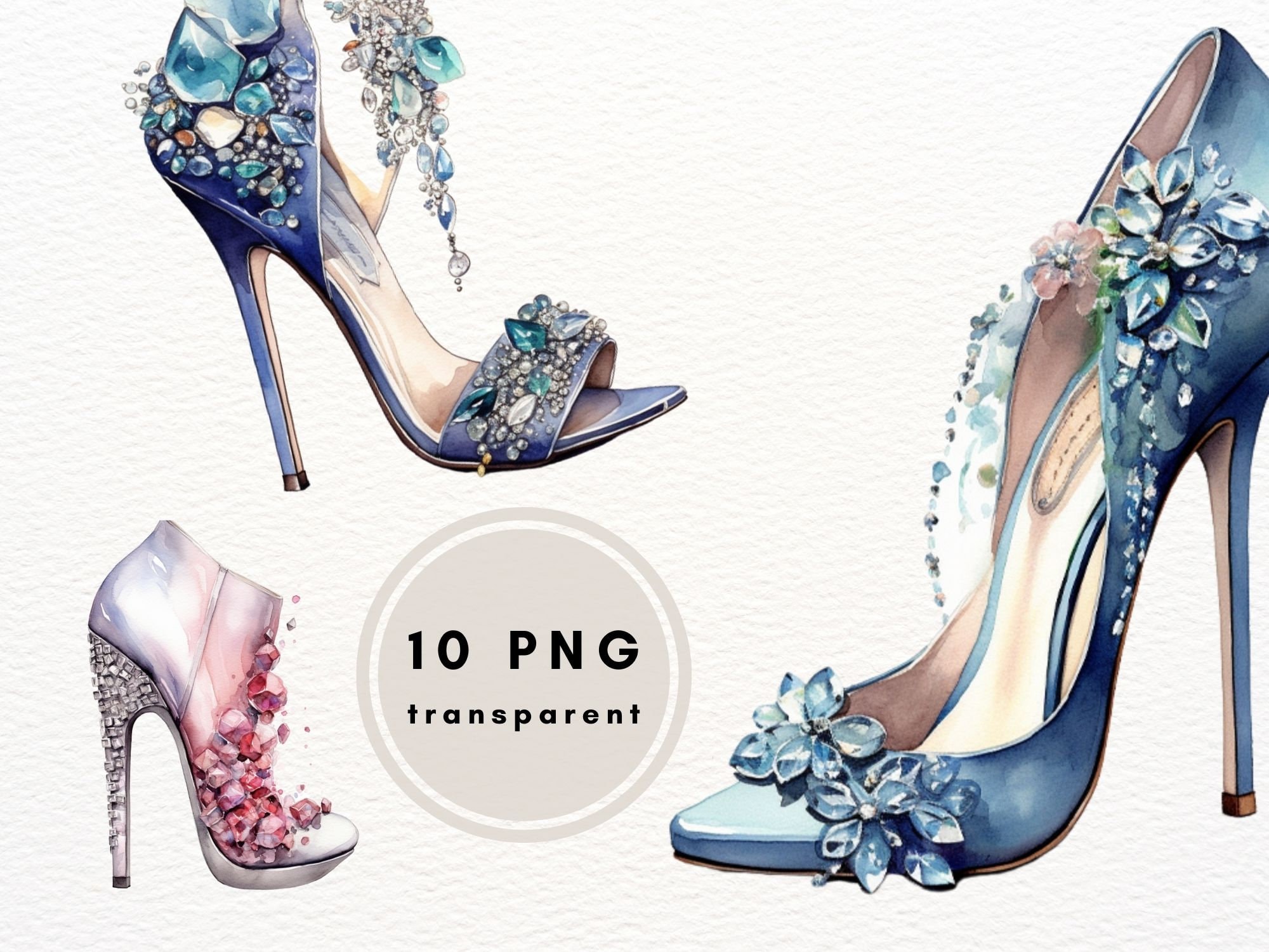 Crystal Prom Shoes Watercolor Clipart Bundle (digital Download) - Etsy