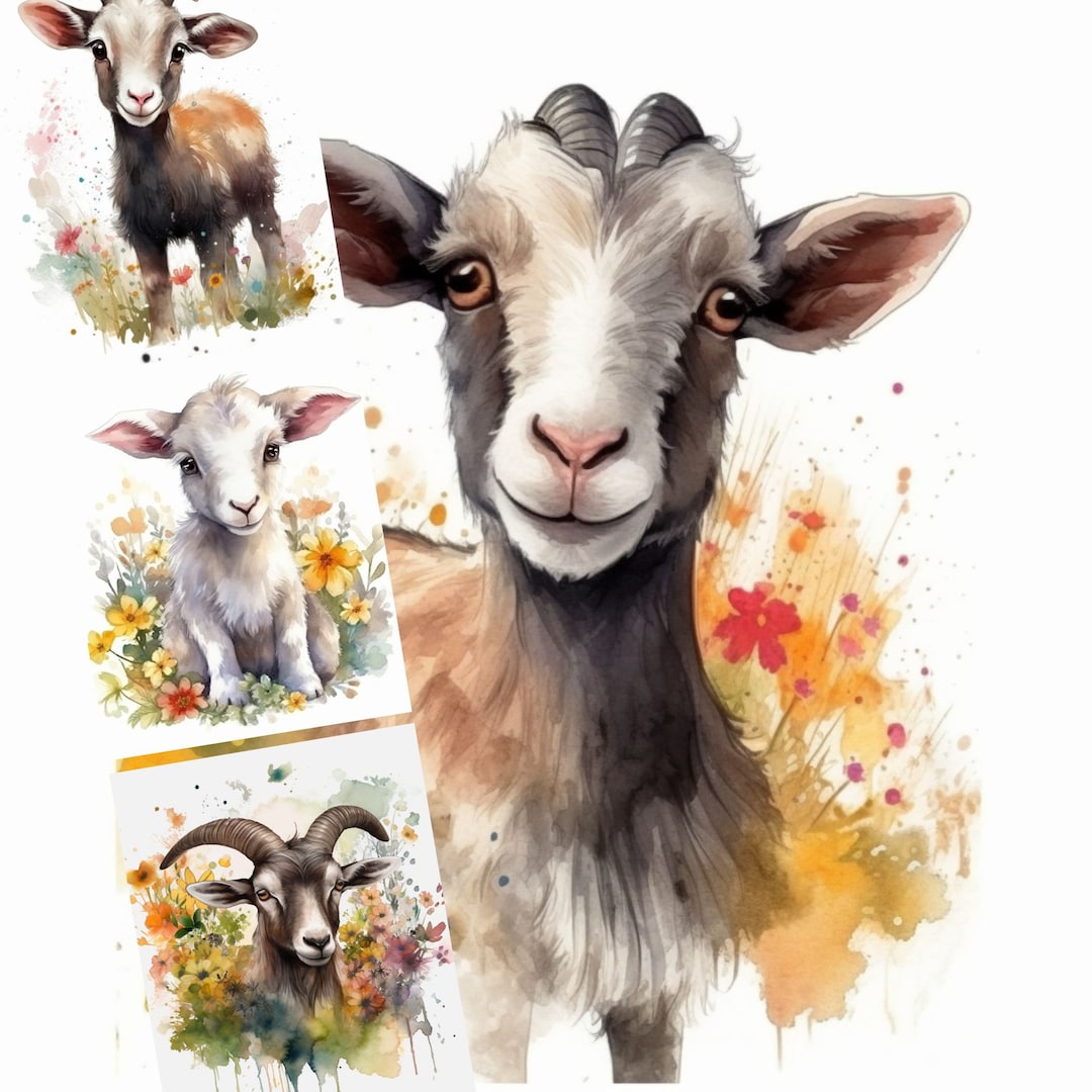 Goat Printable Clipart, JPG Printable Files, Printable Art Design ...