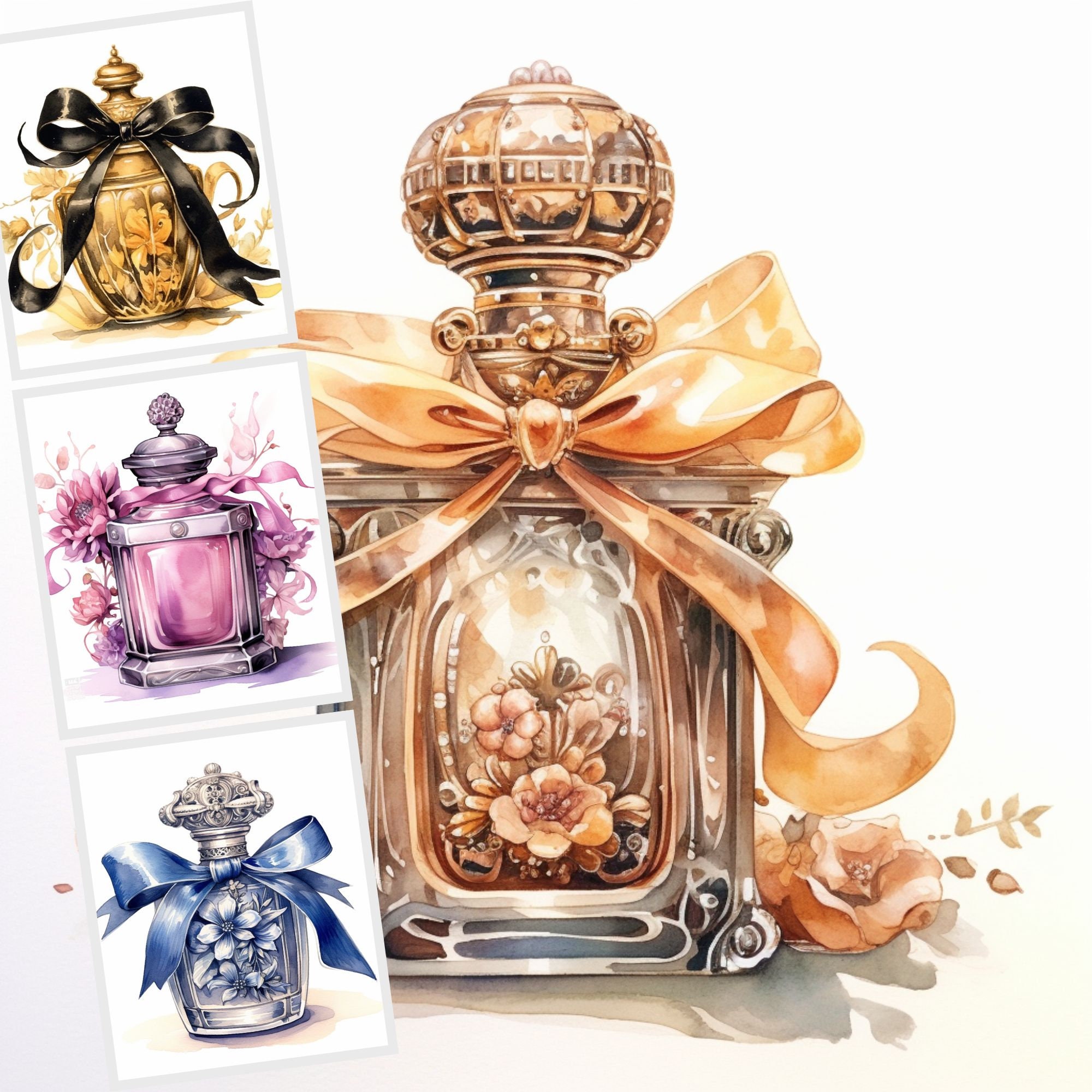Perfume Bottles Clipart JPG Watercolor Clipart Bundle 22 - Etsy