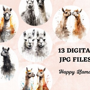 Watercolor Llamas Clipart, Llamas Clipart Bundle, 13 JPG Images ...