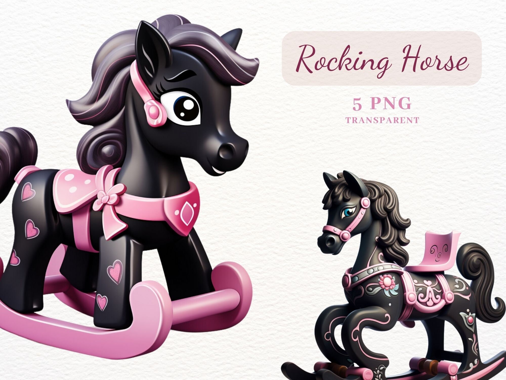 Rocking Horse Clipart for Making Cards Invitations 5 High - Etsy