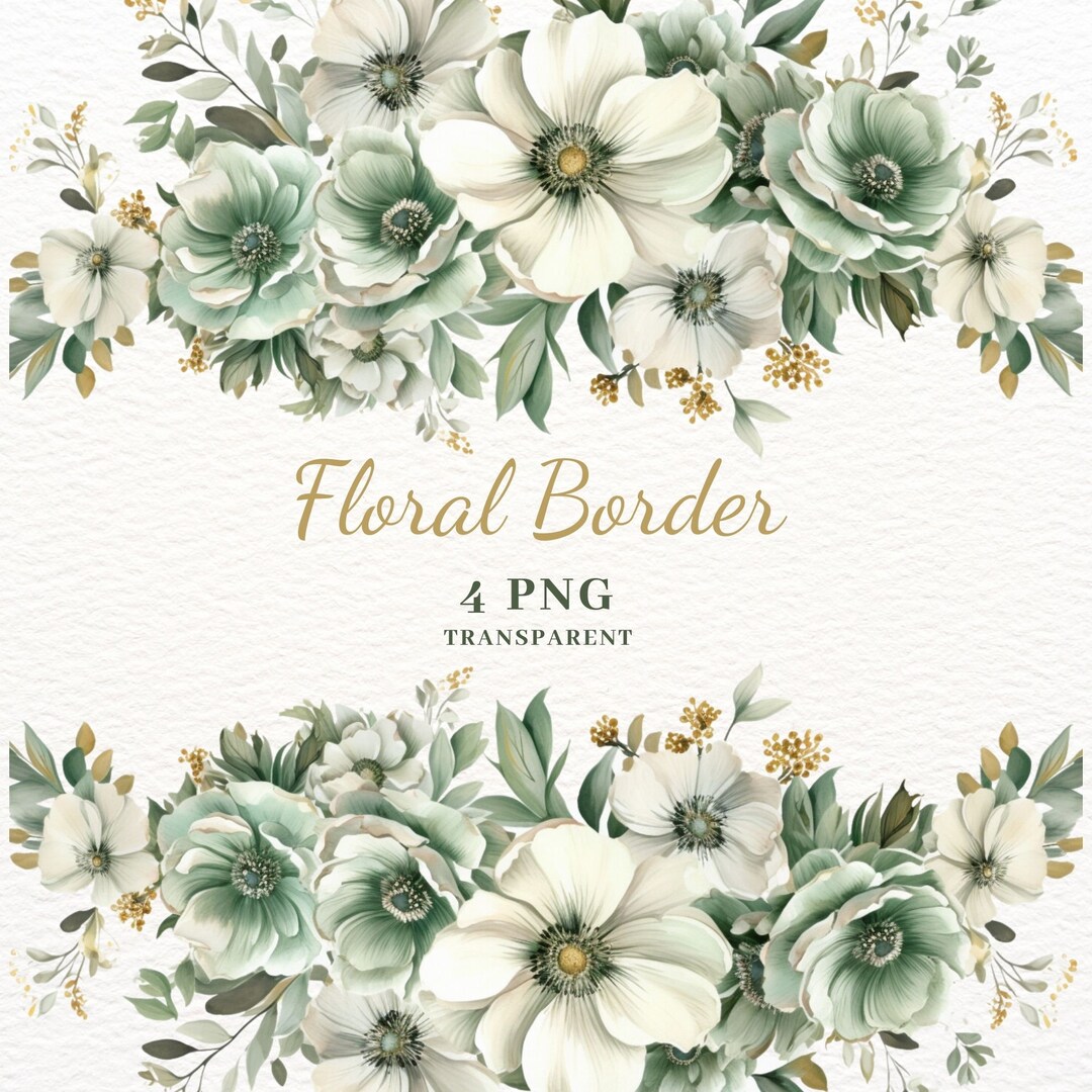 Floral Border Clipart, Greenery PNG Set (digital Download) - Etsy