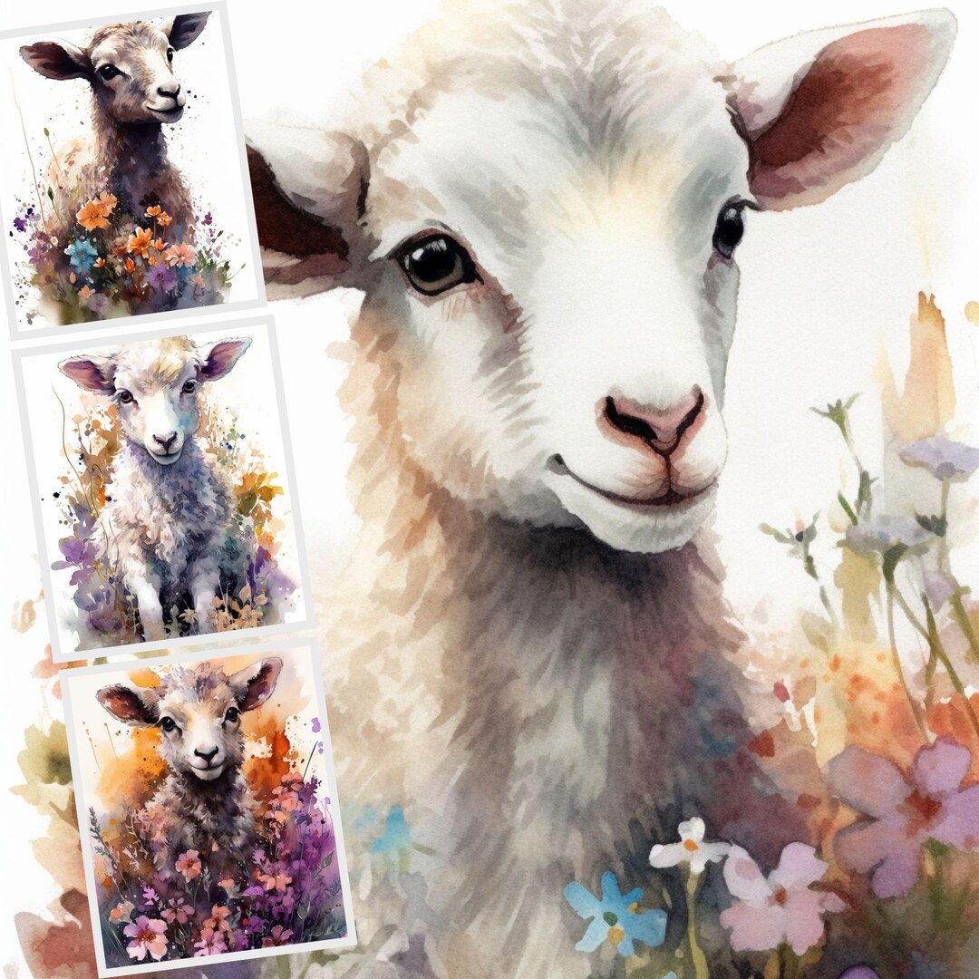 Lamb Printable Clipart, JPG Printable Files, Printable Art Design ...