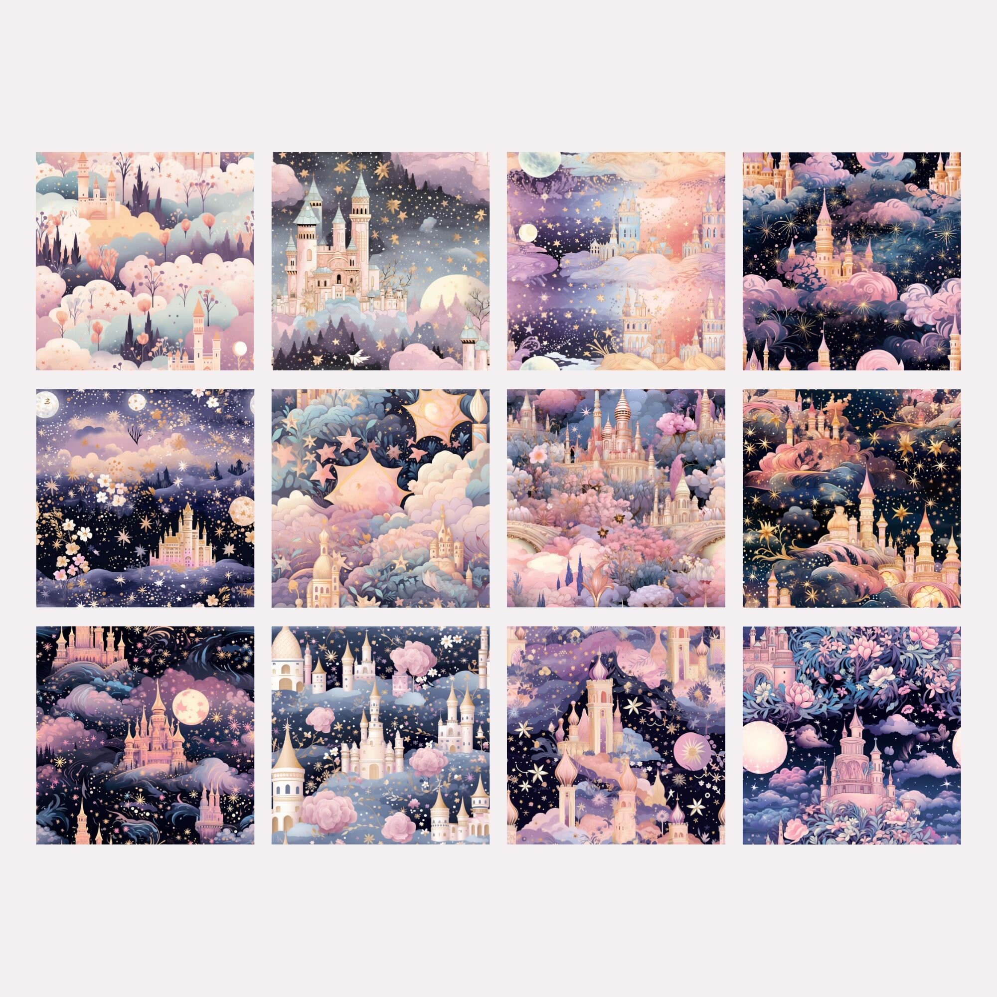 Starry Castle Digital Paper Seamless Digital Paperprintable - Etsy