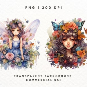 Watercolor Fairy Girls Clipart, Floral Fairies, Cute Floral Girls, 10 ...