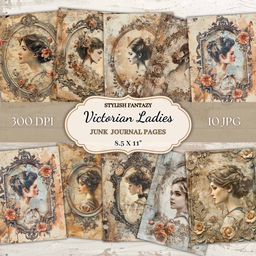 Victorian Lady Journal Pages, Vintage Style Digital Papers, 10 High ...