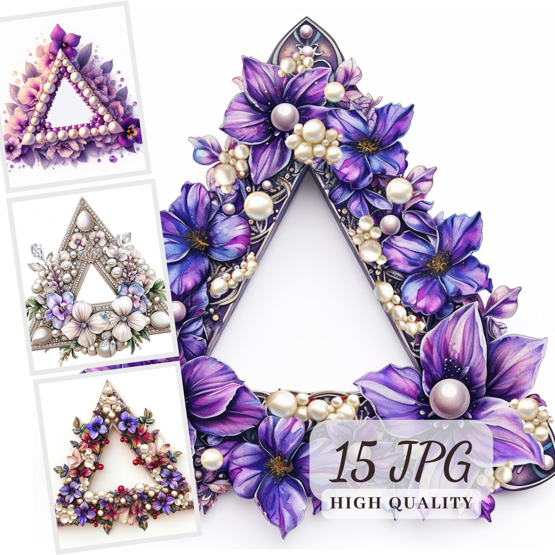 Floral Triangle Clipart Bundle, Triangles Adorned With Pearls and ...