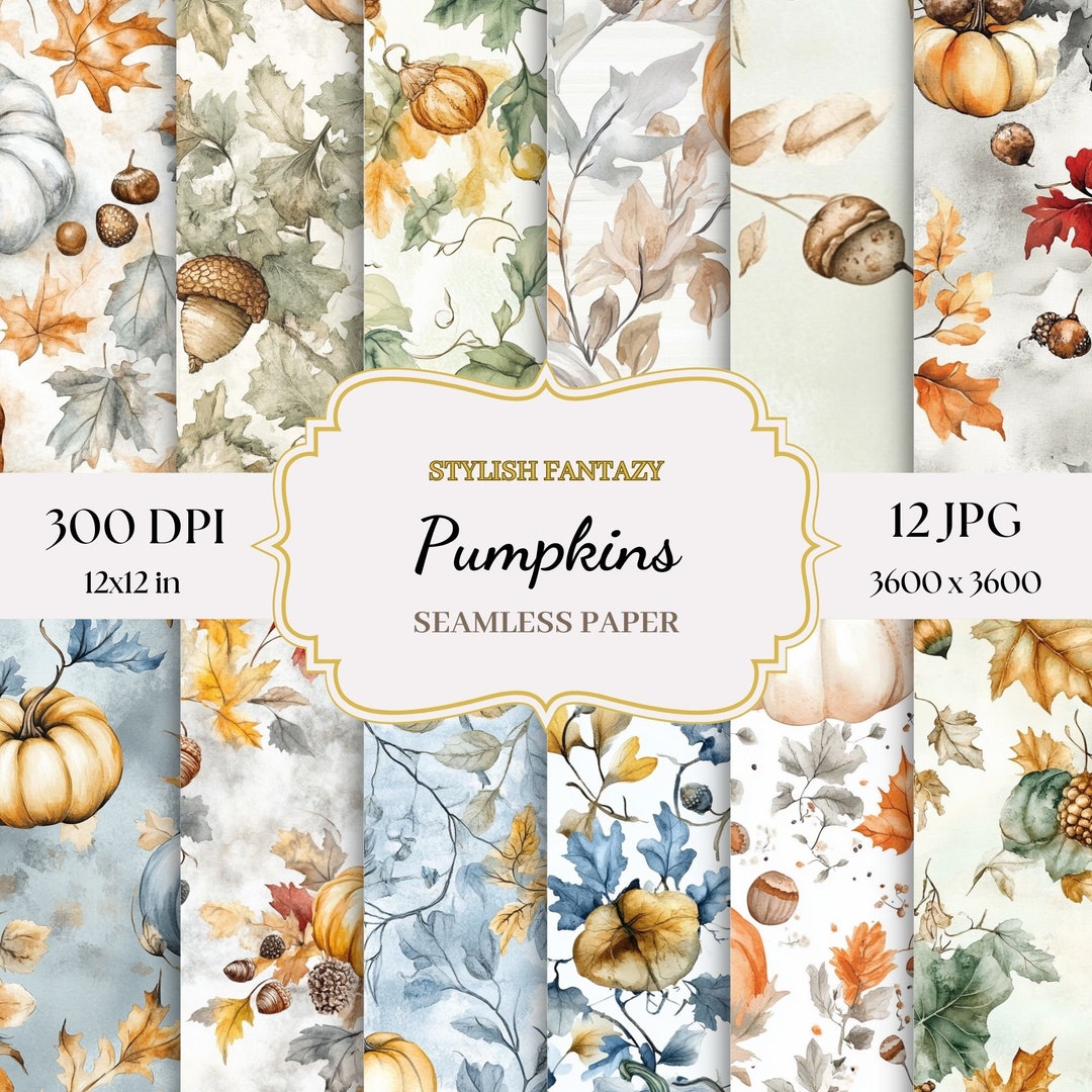Seamless Pumpkin Patterns, Digital Paper, Fall Scrapbook Paper ...