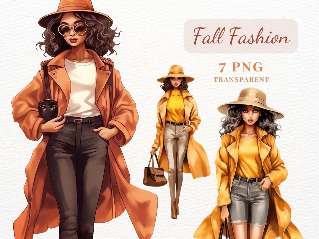Autumn Fall Fashion Clipart, 7 PNG Clipart Bundle, High Quality Images ...