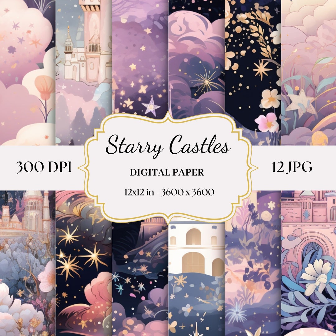Starry Castle Digital Paper, Seamless Digital Paper,printable Papers ...