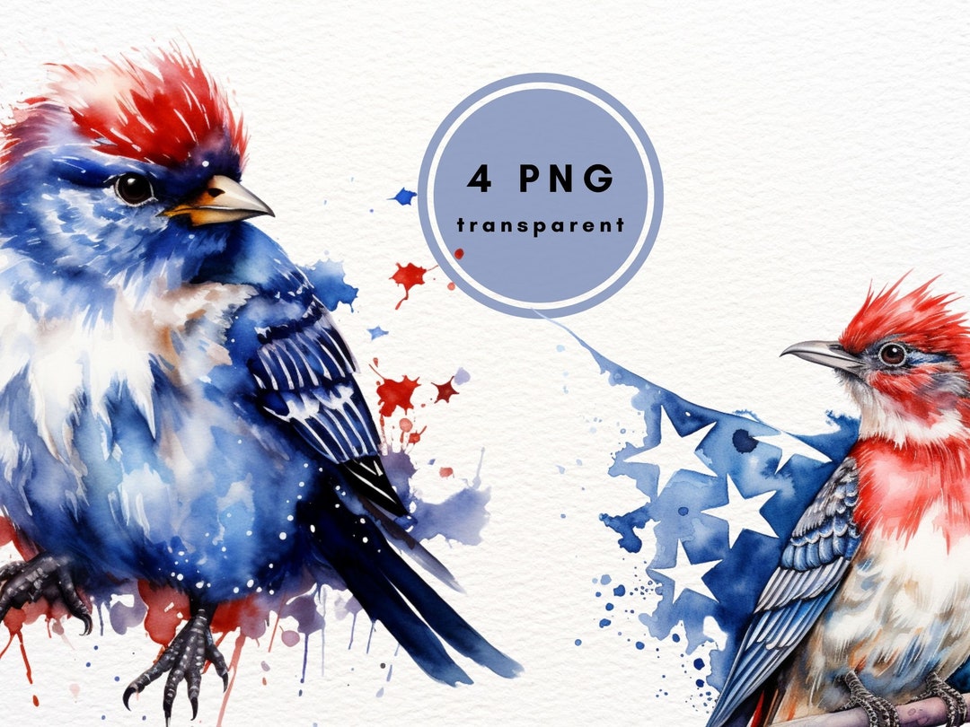4th of July Bird Clipart, PNG Clipart Bundle, 4 PNG Element ...