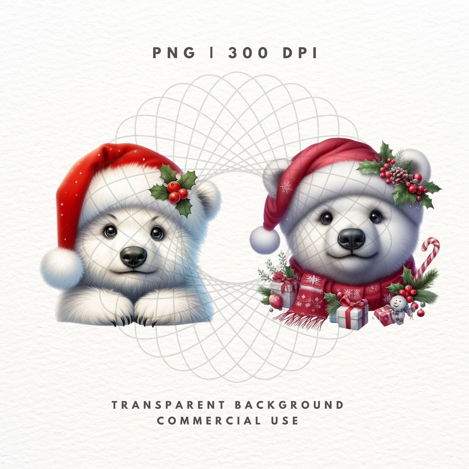 Winter Bear Clipart, Bear With Christmas Hat, Winter Clipart, 4 High ...