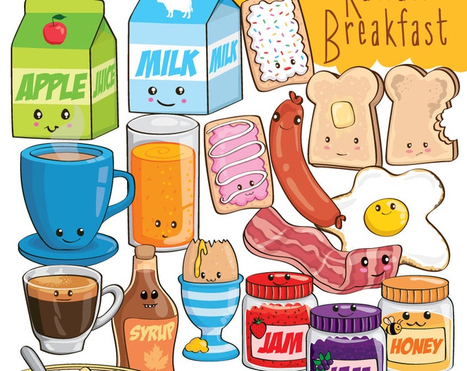 Premium Vector Clipart Kawaii Breakfast Clipart Kawaii Food Clip Art ...