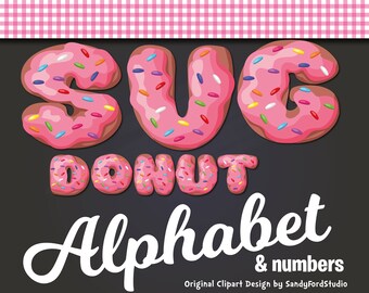 Donut alphabet clip art Doughnut font Letter clip art | Etsy