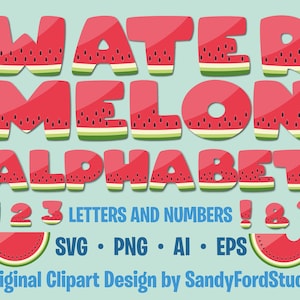 Watermelon Alphabet Clipart , Fruit Letters, Numbers and Glyphs ...
