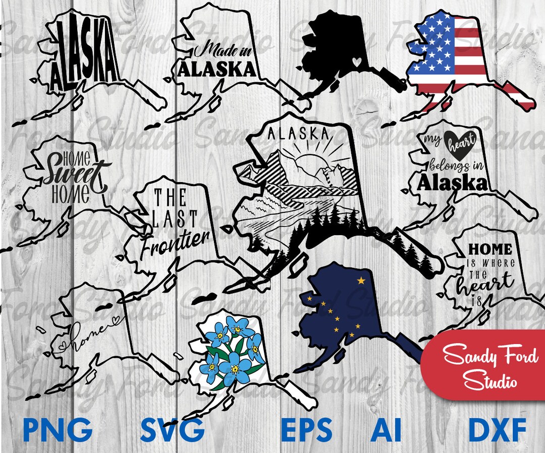 Alaska State SVG Bundle, Alaska Clipart, Alaska Outline, Alaska PNG ...