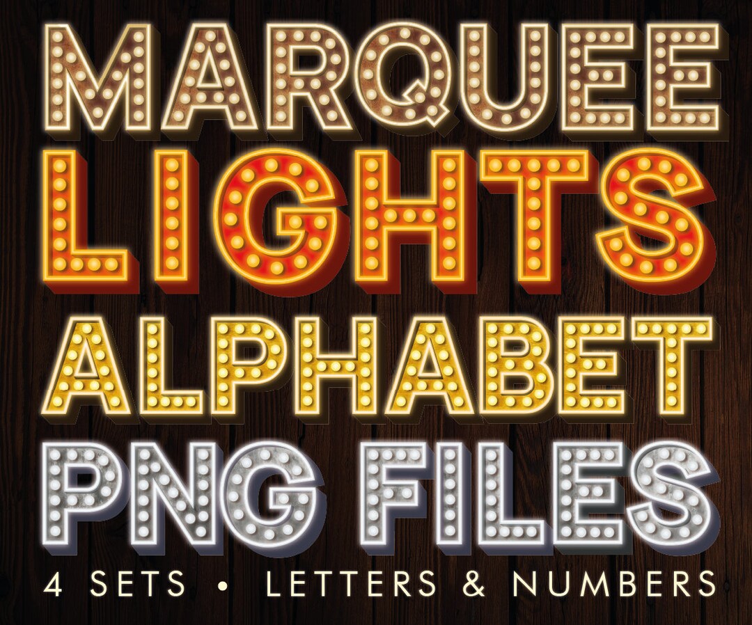 Marquee Lights Alphabet: Red & Gold PNG Files (digital Download) - Etsy